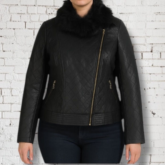 IMAN | Jackets & Coats | Iman Global Chic Black Leather Jacket Platinum ...